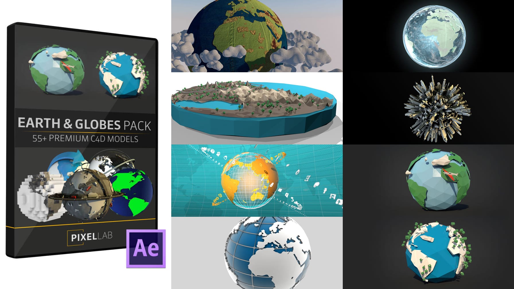 Earth and Globes Pack for Element 3D - Flashback Japan Inc